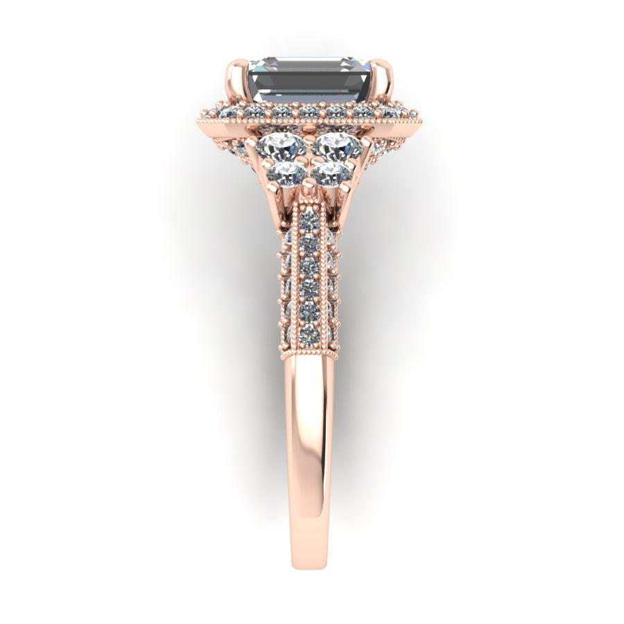 Rose Gold Emerald Diamond Halo – The Classic Gem