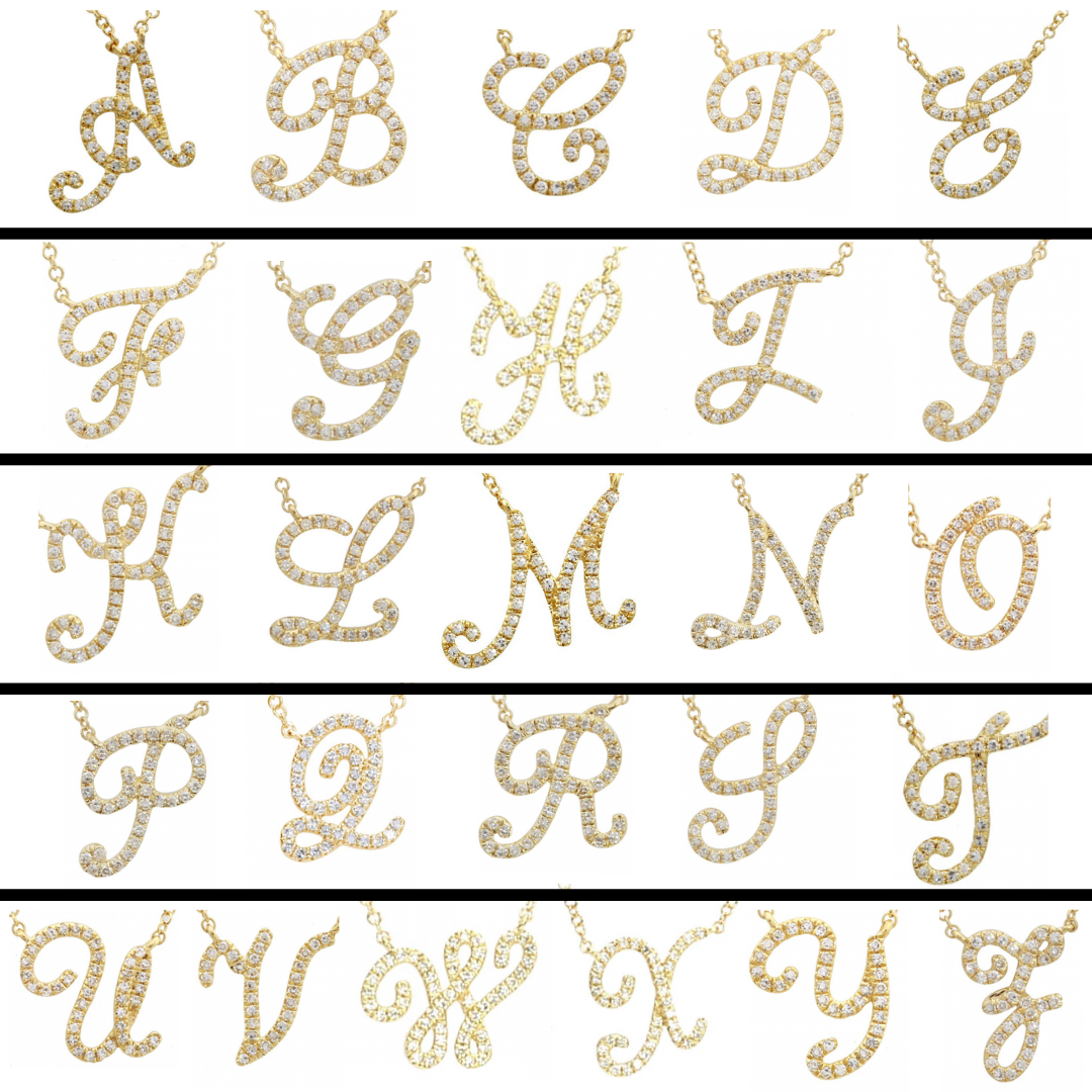 Alphabet diamond cursive/script necklace – The Classic Gem